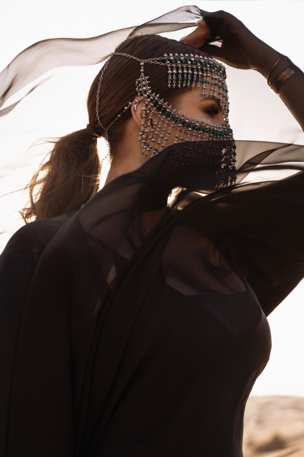 Tribal Emerald Face Mask Zaira, Burqa Face Mask, Bellydance Face Mask ...